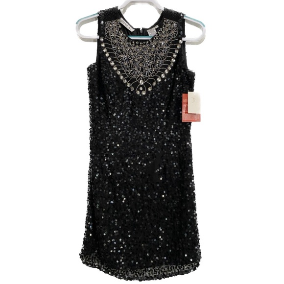 Shail K | Dresses | Black Sequin Dress With Silver Detailing | Poshmark